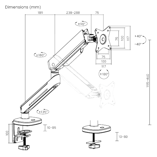 Avetron AM100 Heavy-Duty Spring-Assisted Gaming Monitor Arm – Fits 27"