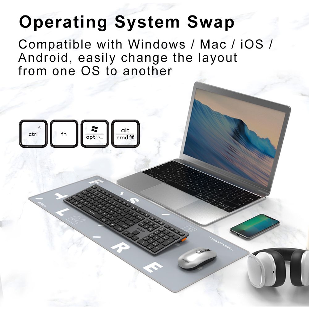 A4Tech FBX50C Bluetooth Wireless Keyboard - Connect to 4 Devices - Ara