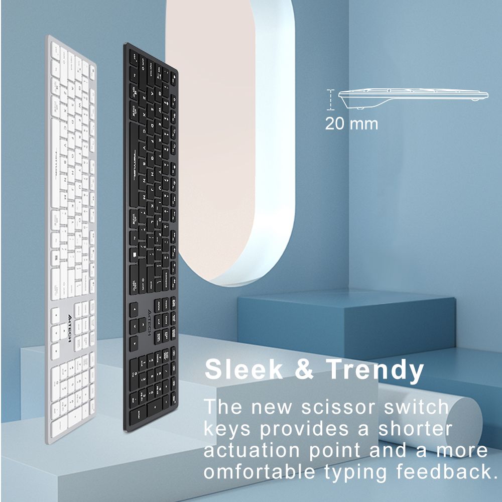 A4Tech FBX50C Bluetooth Wireless Keyboard - Connect to 4 Devices - Ara