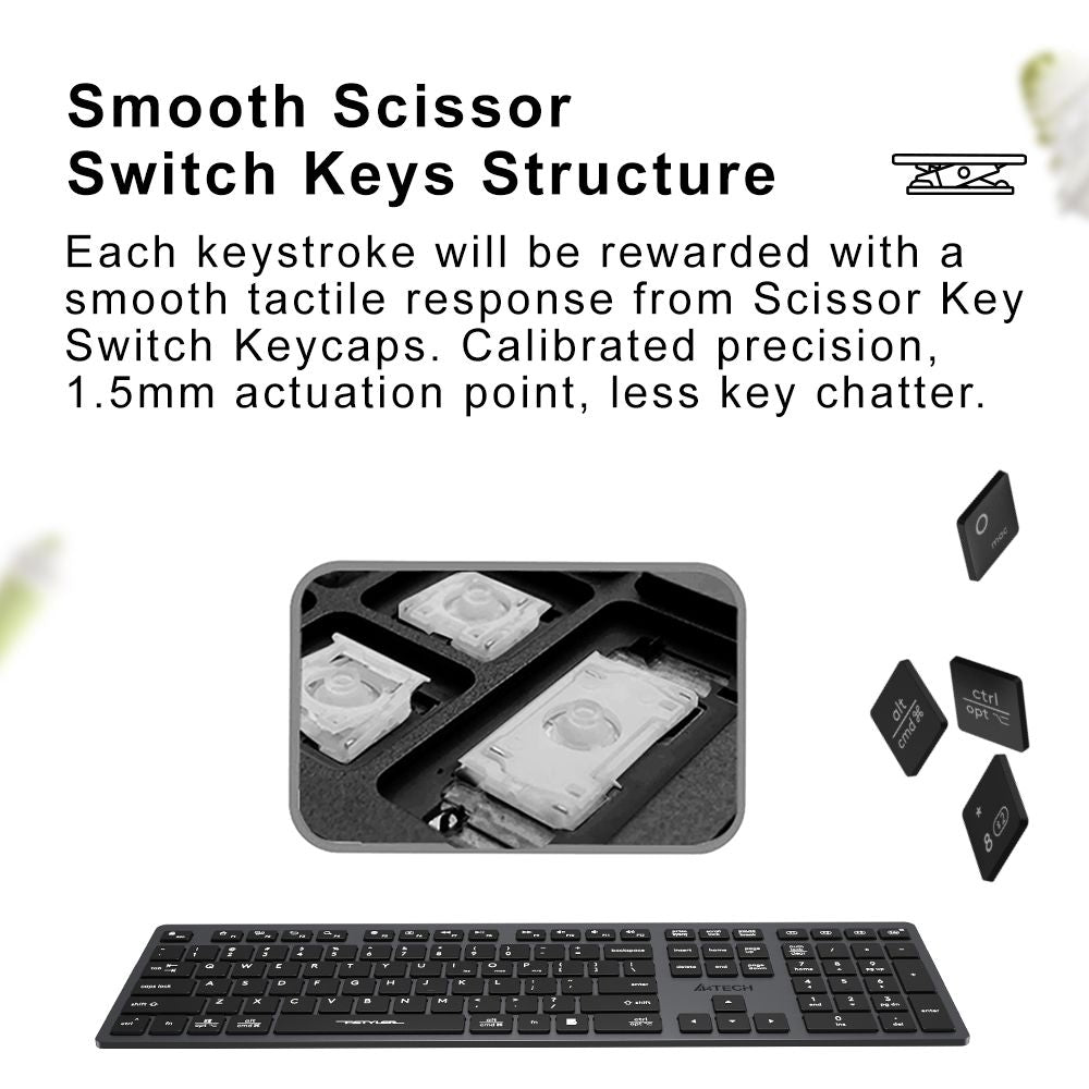 A4Tech FBX50C Bluetooth Wireless Keyboard - Connect to 4 Devices - Ara