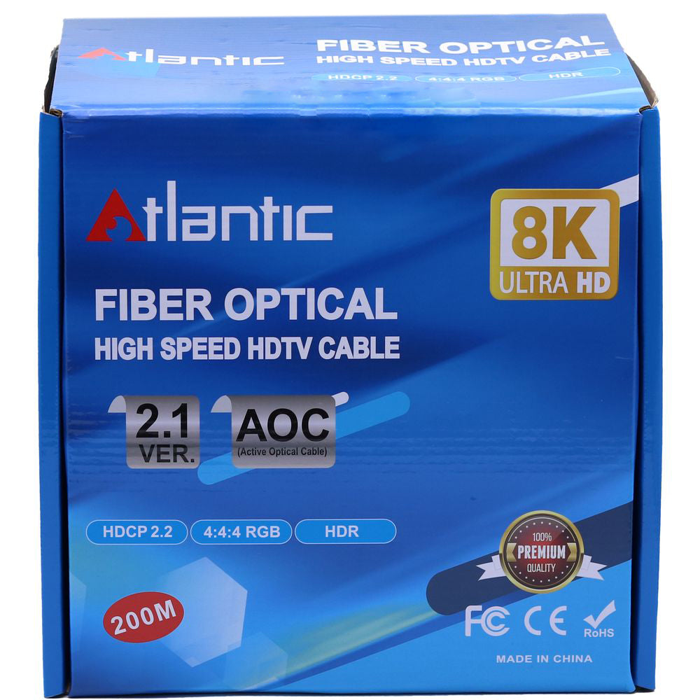 Atlantic 8K Ultra HD Fiber Optic HDMI Cable – High-Speed, Multiple Len