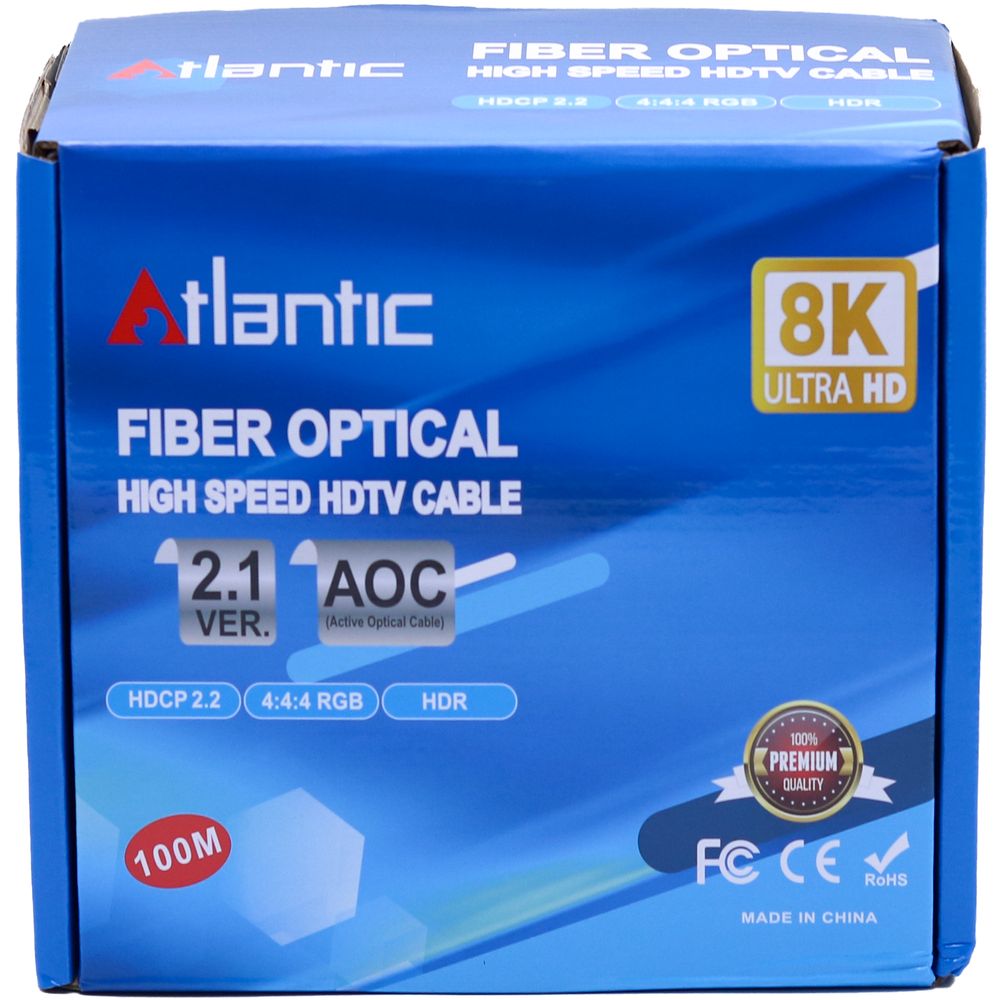 Atlantic 8K Ultra HD Fiber Optic HDMI Cable – High-Speed, Multiple Len