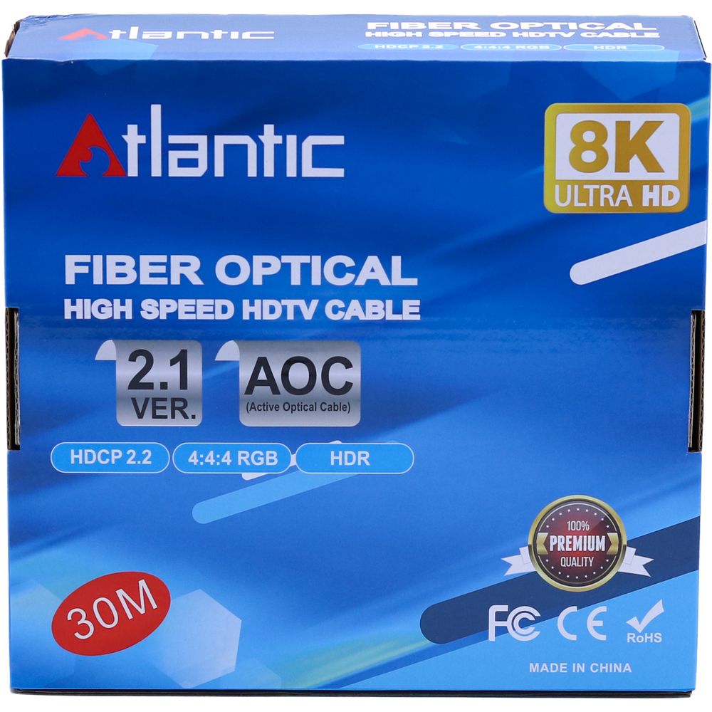 Atlantic 8K Ultra HD Fiber Optic HDMI Cable – High-Speed, Multiple Len
