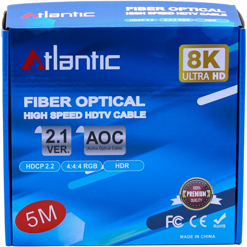 Atlantic 8K Ultra HD Fiber Optic HDMI Cable – High-Speed, Multiple Len