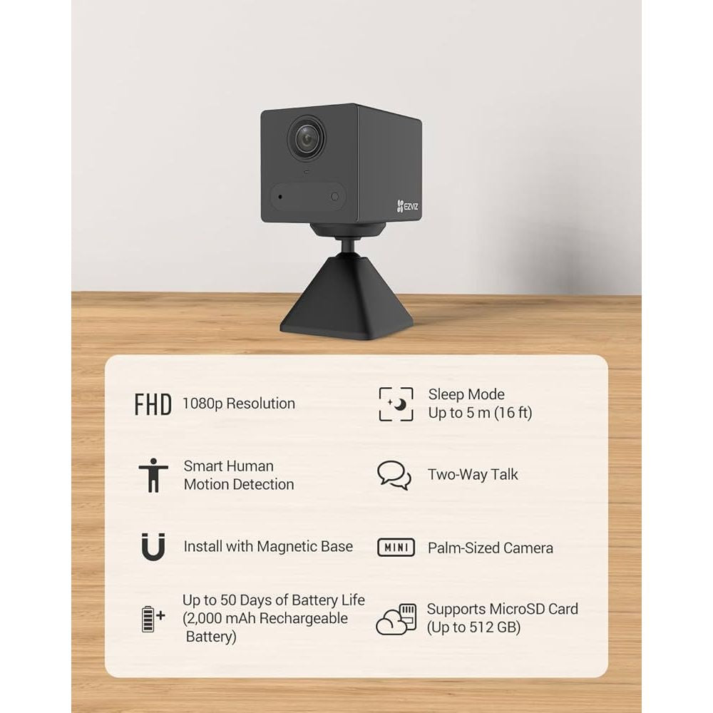 EZVIZ CB2 Wi-Fi Smart Home Battery Camera – 1080p, 50-Day Battery, Nig