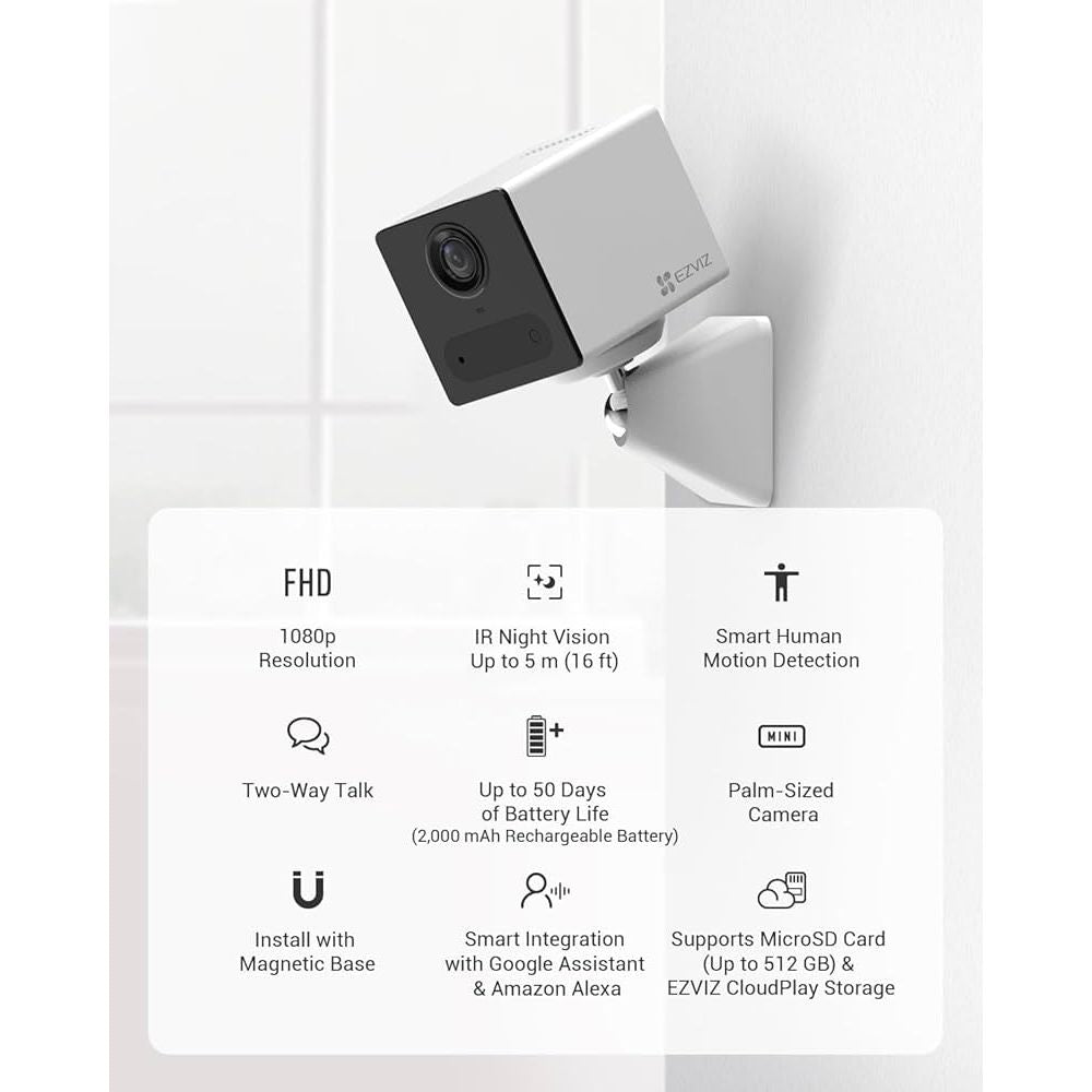 EZVIZ CB2 Wi-Fi Smart Home Battery Camera – 1080p, 50-Day Battery, Nig