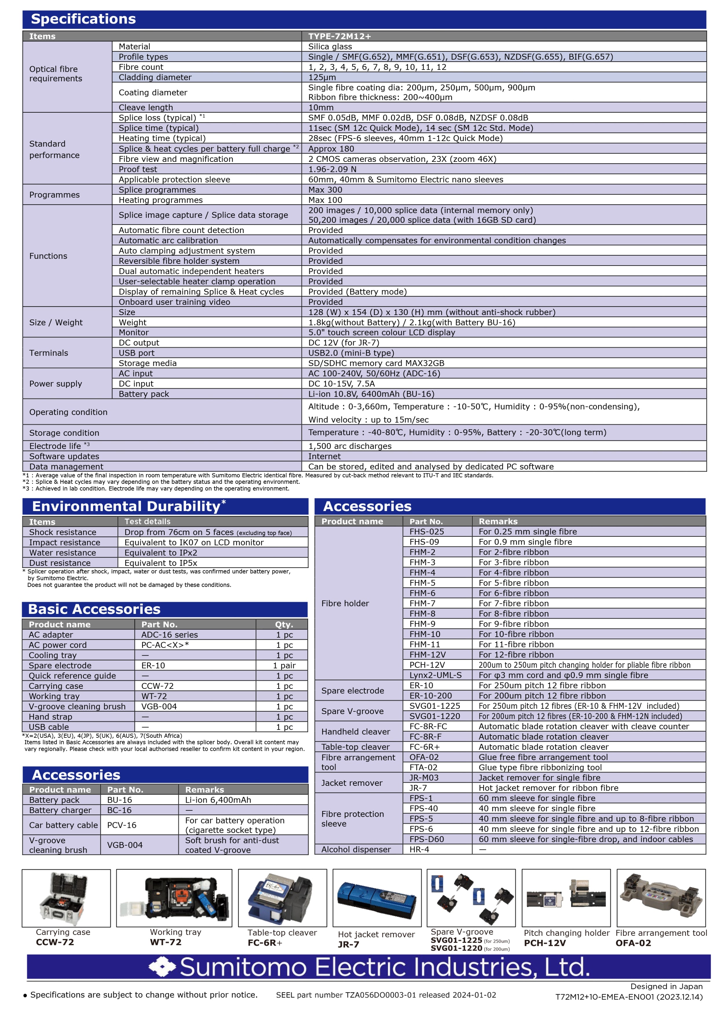 Sumitomo TYPE-72M12+ AI-Powered Ribbon Fiber Splicer, 1-12 Core, NanoT ...