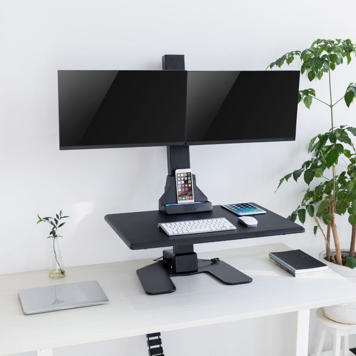 Avetron Dual Monitor Electrical Desktop Stand