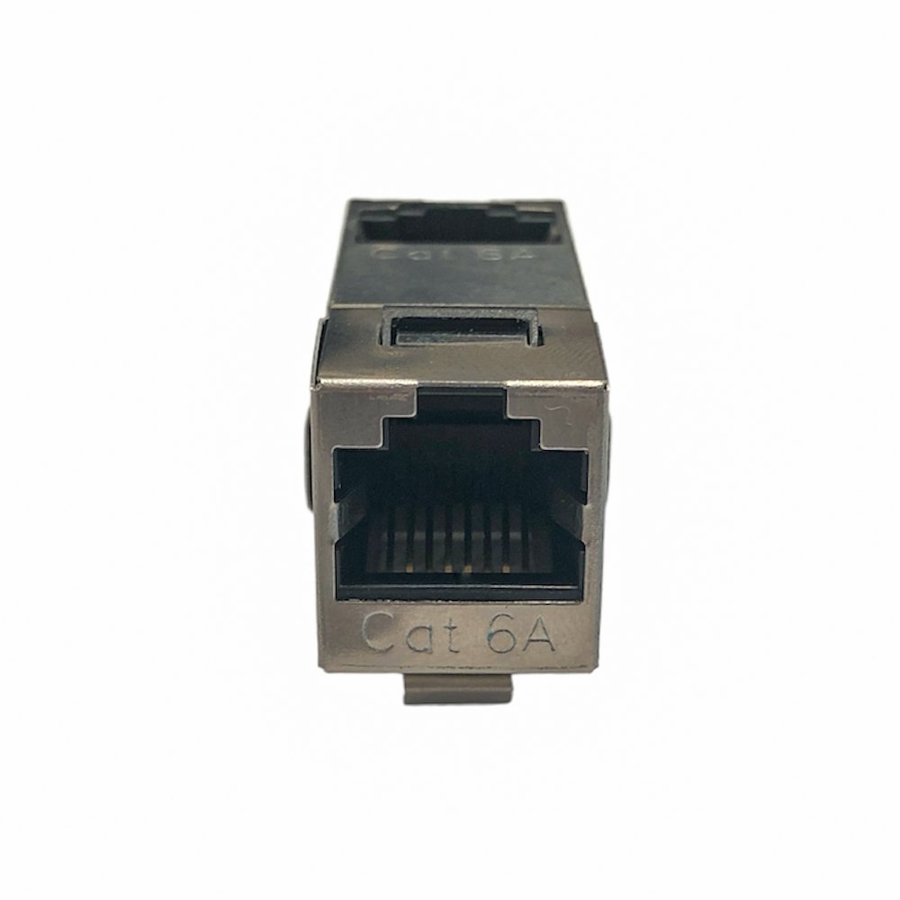 Atlantic 90° Cat6A Shielded Keystone Inline Coupler – RJ45 Female-to-F