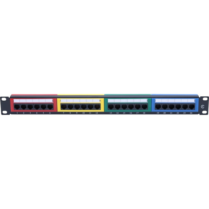 Atlantic 24-Port Cat6 UTP Patch Panel – 1U Rack Mount, 45° Angled Desi