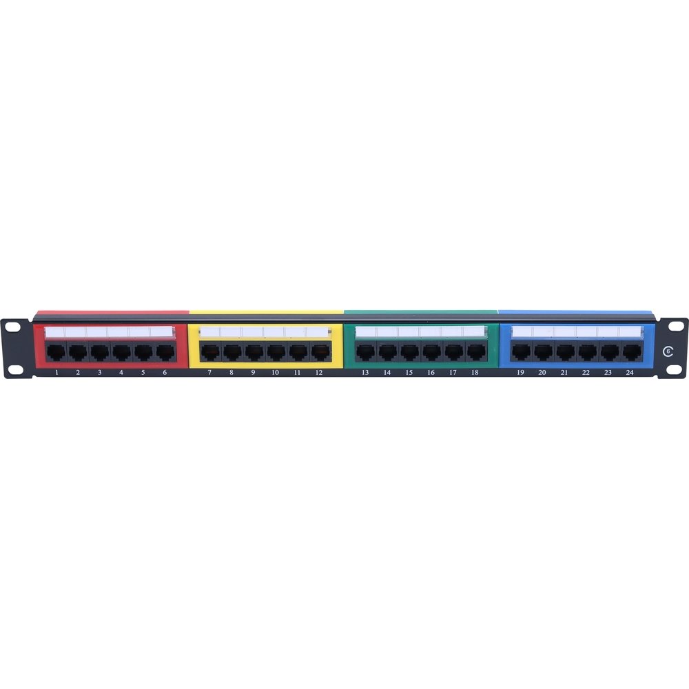 Atlantic 24-Port Cat6 UTP Patch Panel – 1U Rack Mount, 45° Angled Desi
