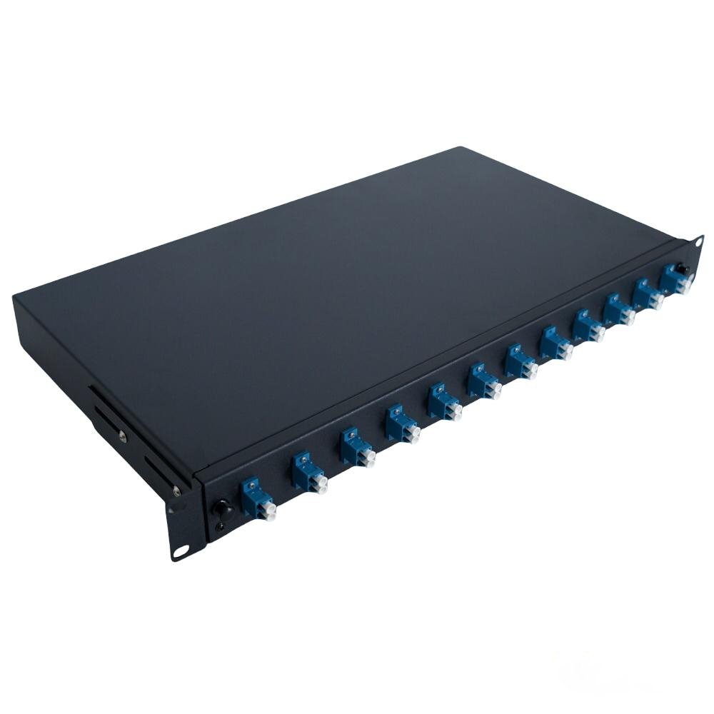 Atlantic 1U 12-Port Fiber Patch Panel – 24 LC Connectors, OM3 Multimod