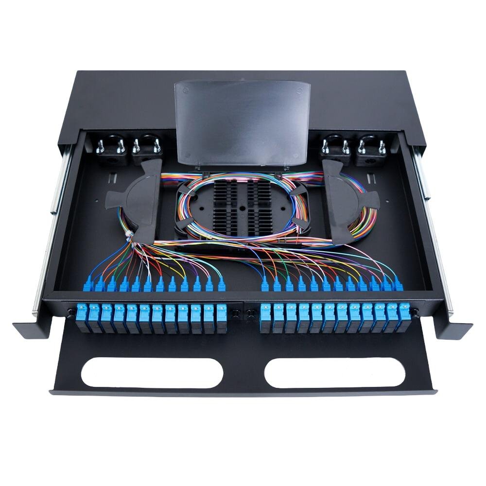 Atlantic 1U 24-Port Rackmount Fiber Patch Panel – 48 SC Connectors, OM