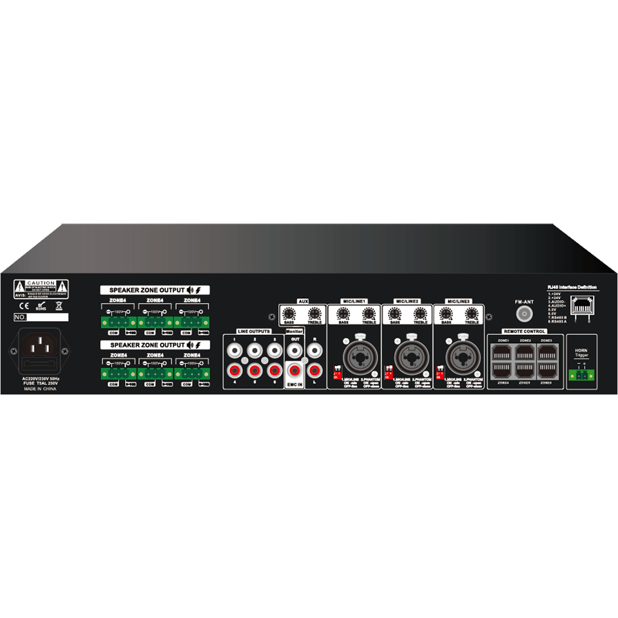 CMX PA-6120MX 6 Zone Mixer Amplifier with Audio Matrix/Mp3/USB/FM/Blue