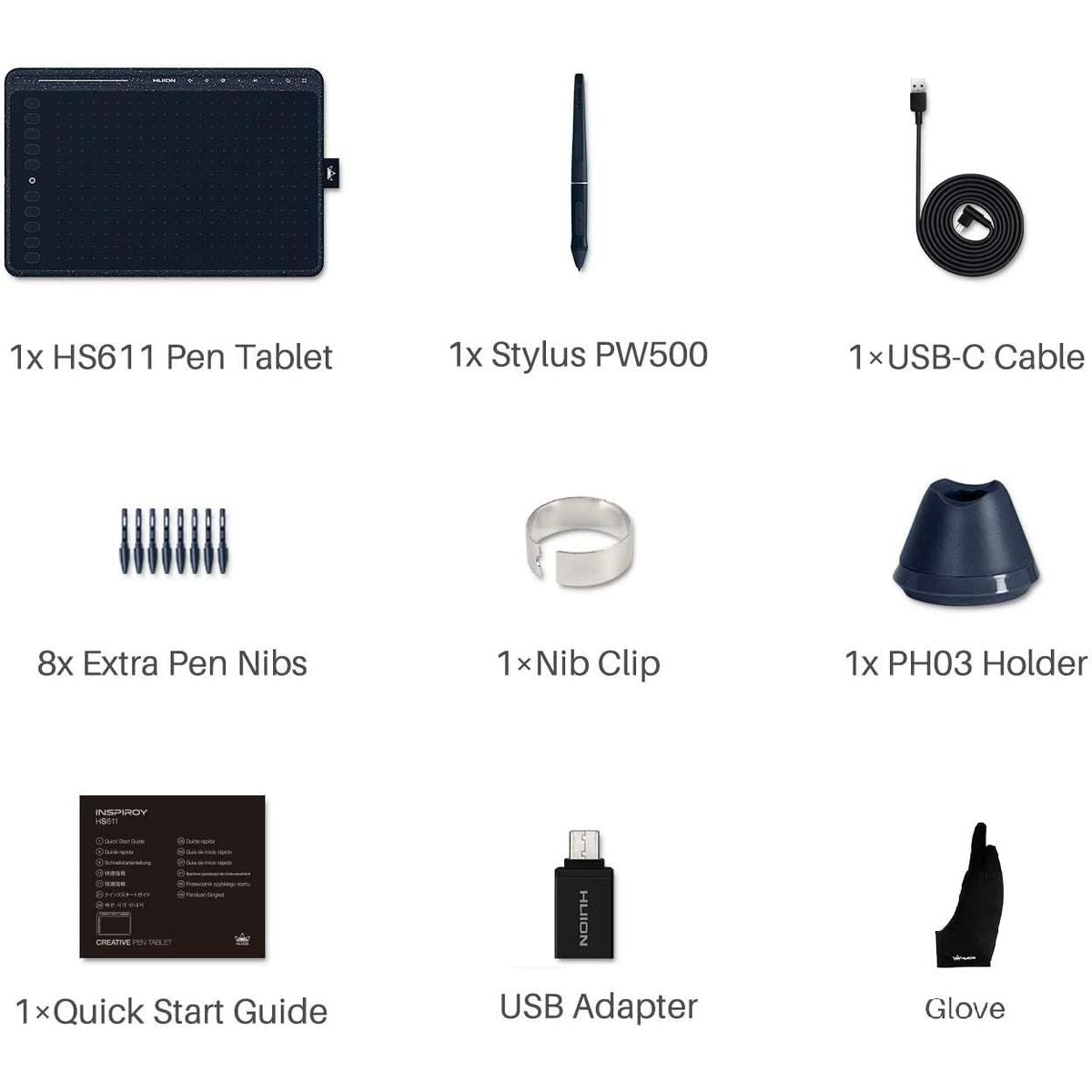 Huion HS611 - Multifunctional Pen Tablet with 8192 Pressure Levels and