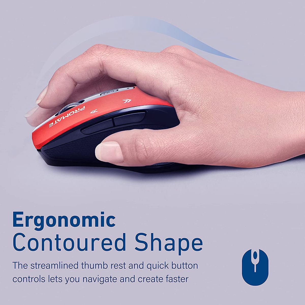 Promate Cursor Wireless Mouse 1600DPI Mouse with USB Nano Receiver